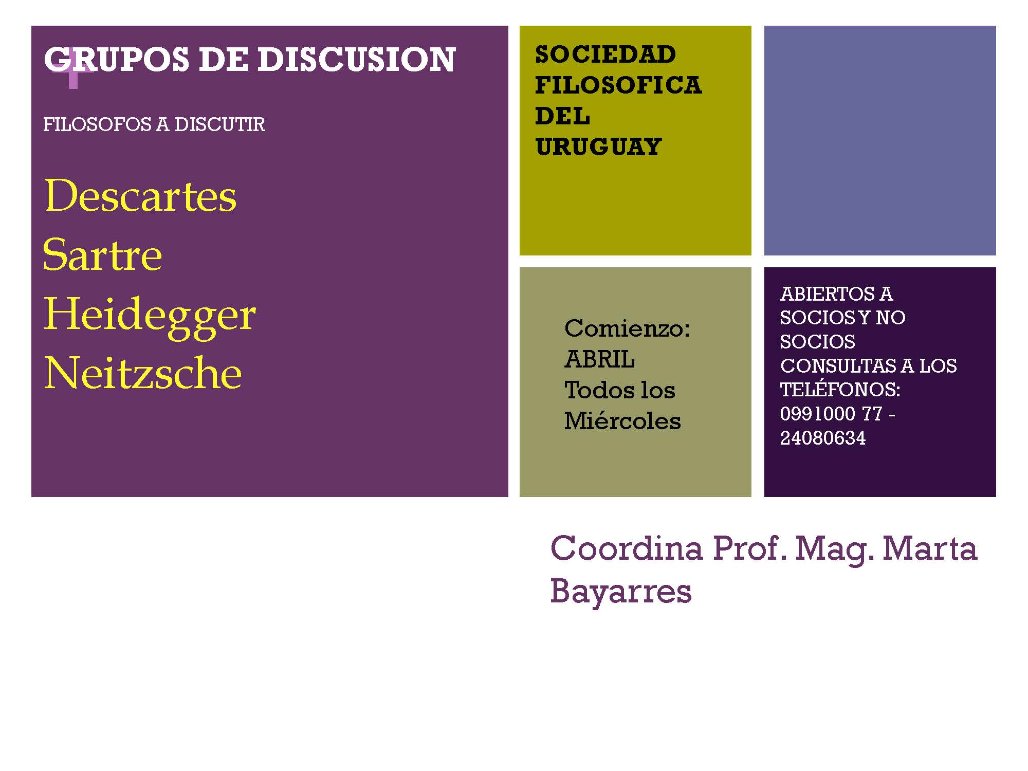 Comienzan los grupos de discusión a cargo de la Prof. Mag. Marta ...